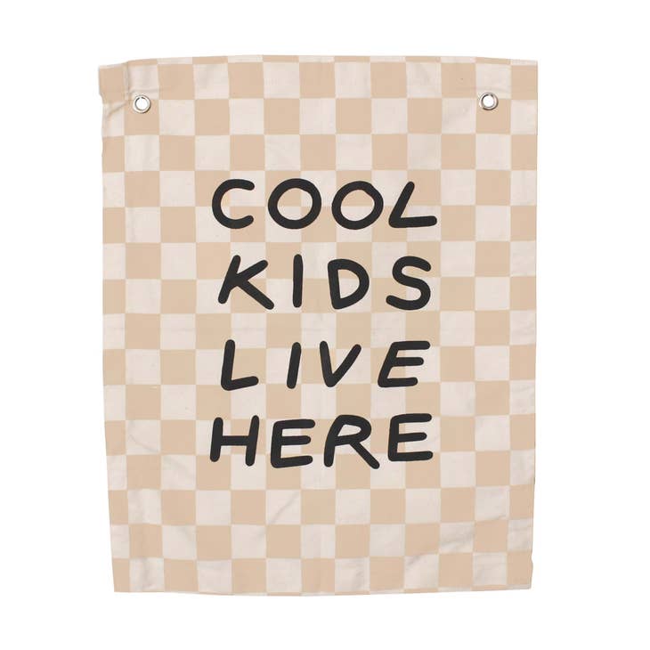 Cool Kids Banner - Checkered Taupe – Cub Shrub